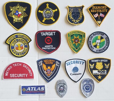VINTAGE 15 SLEEVE CHEST PATCH UNIFORM LOT SECURITY GUARD OFFICER ...