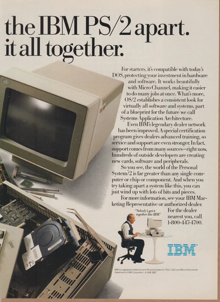 1987 IBM PS/2 PC Computer - Inside View Taken Apart - 2 Page Magazine ...
