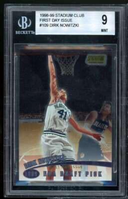 Dirk Nowitzki Rookie Card 1998-99 Stadium Club First Day Issue #109 BGS ...