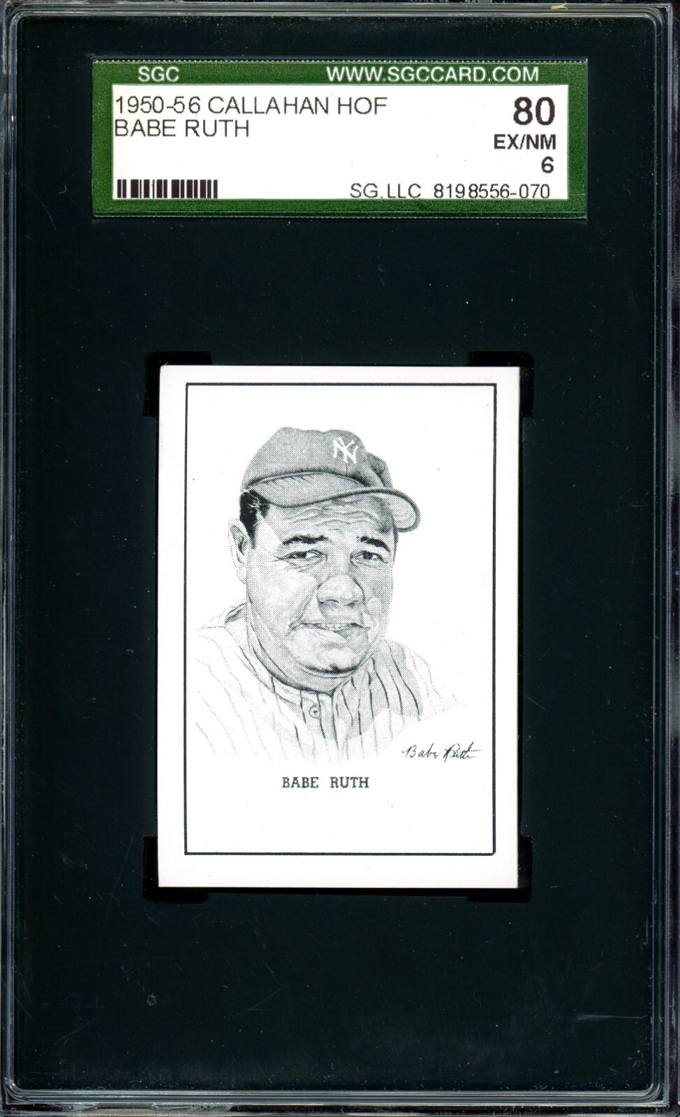 BABE RUTH ~ 1950 Callahan Hall of Fame Baseball Card Graded SGC 6 EX-NM ...