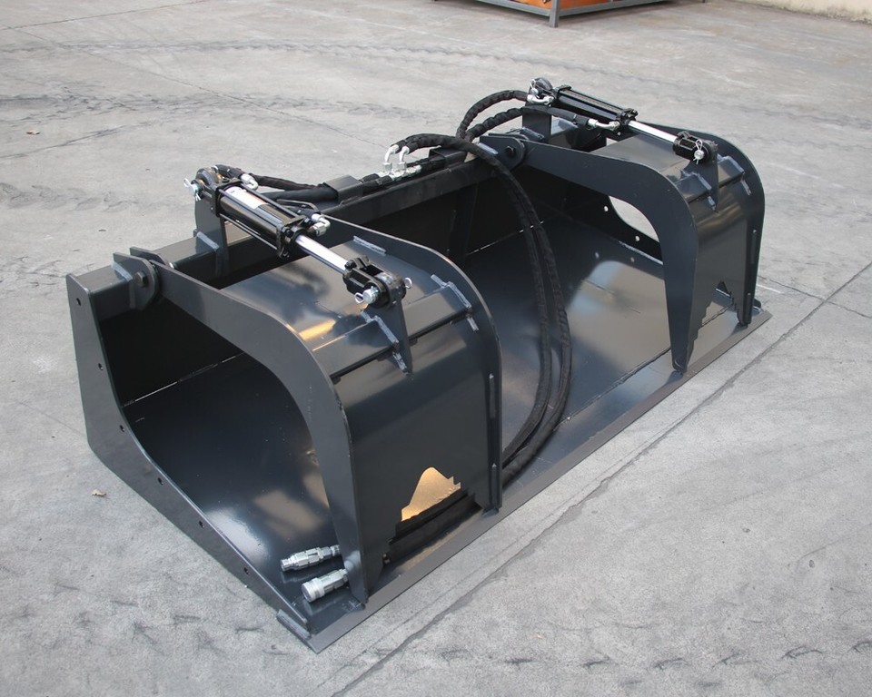Landhonor 72'' Dual Cylinder Grapple Bucket Solid Bottom Quick Attach ...