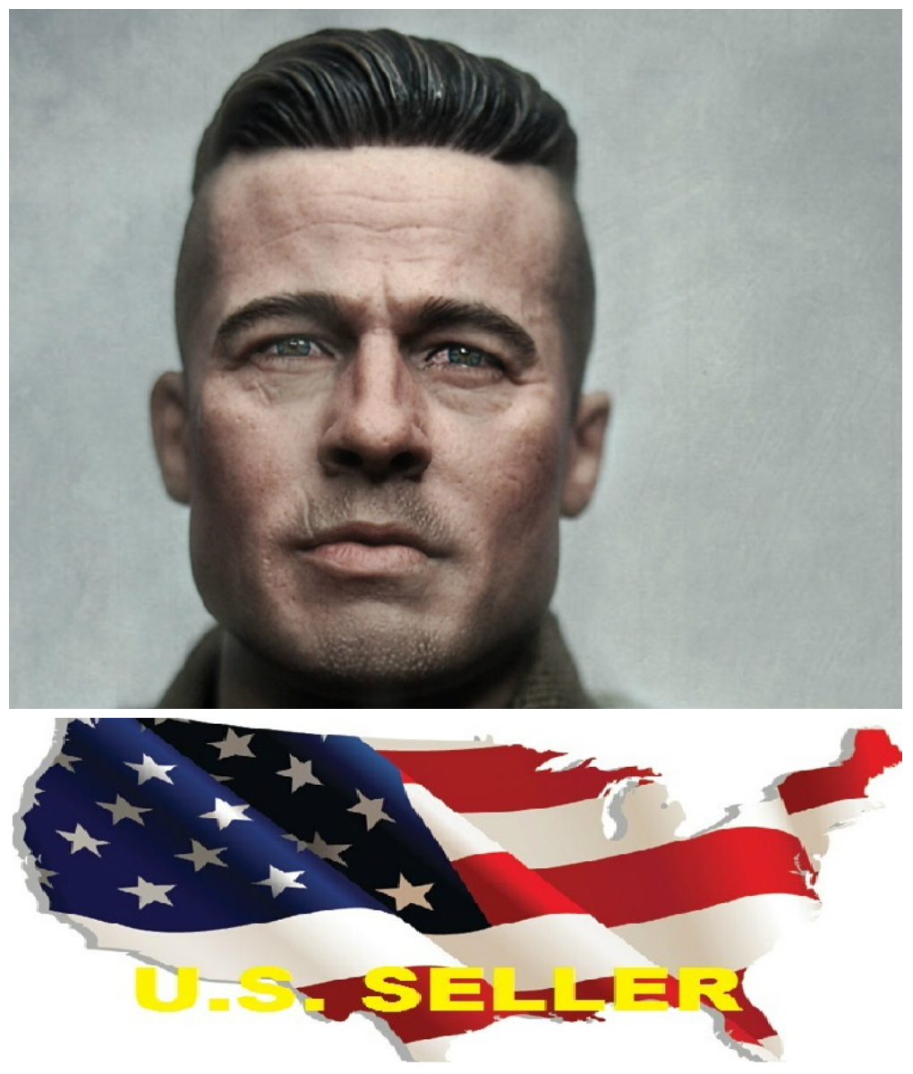 1/6 Brad Pitt Head Sculpt Fury Tank Crews Wardaddy for Hot Toys SHIP ...