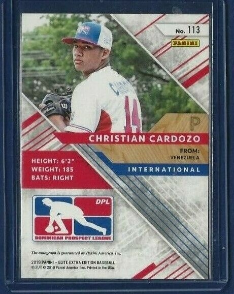 Christian Cardozo 2019 Panini Elite Extra Edition Auto RC Los Angeles ...