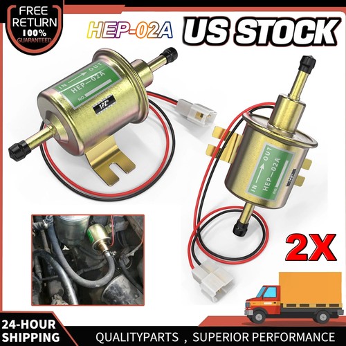 2X 12V Inline Low Pressure Electric Fuel Pump HEP-02A Gas Diesel ...