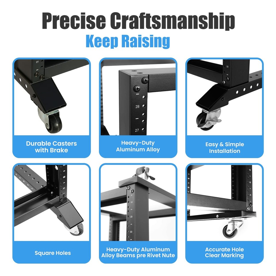Open Rack 24U 4 Post Open Frame 19-Inch Data Network Desktop Server ...