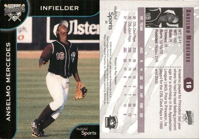 Anselmo Mercedes 2002 MultiAd Hudson Valley Renegades #22 RC Card FREE ...