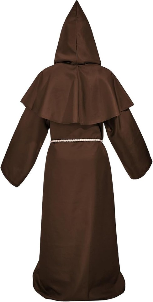 Priest/Monk/Renaissance Medieval Hooded Friar Cloak Costume Cowl Robe ...