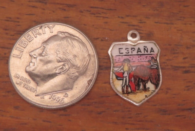 Vintage silver ESPANA BULLFIGHTING TORO BRAVO MATADOR & MULETA SHIELD ...