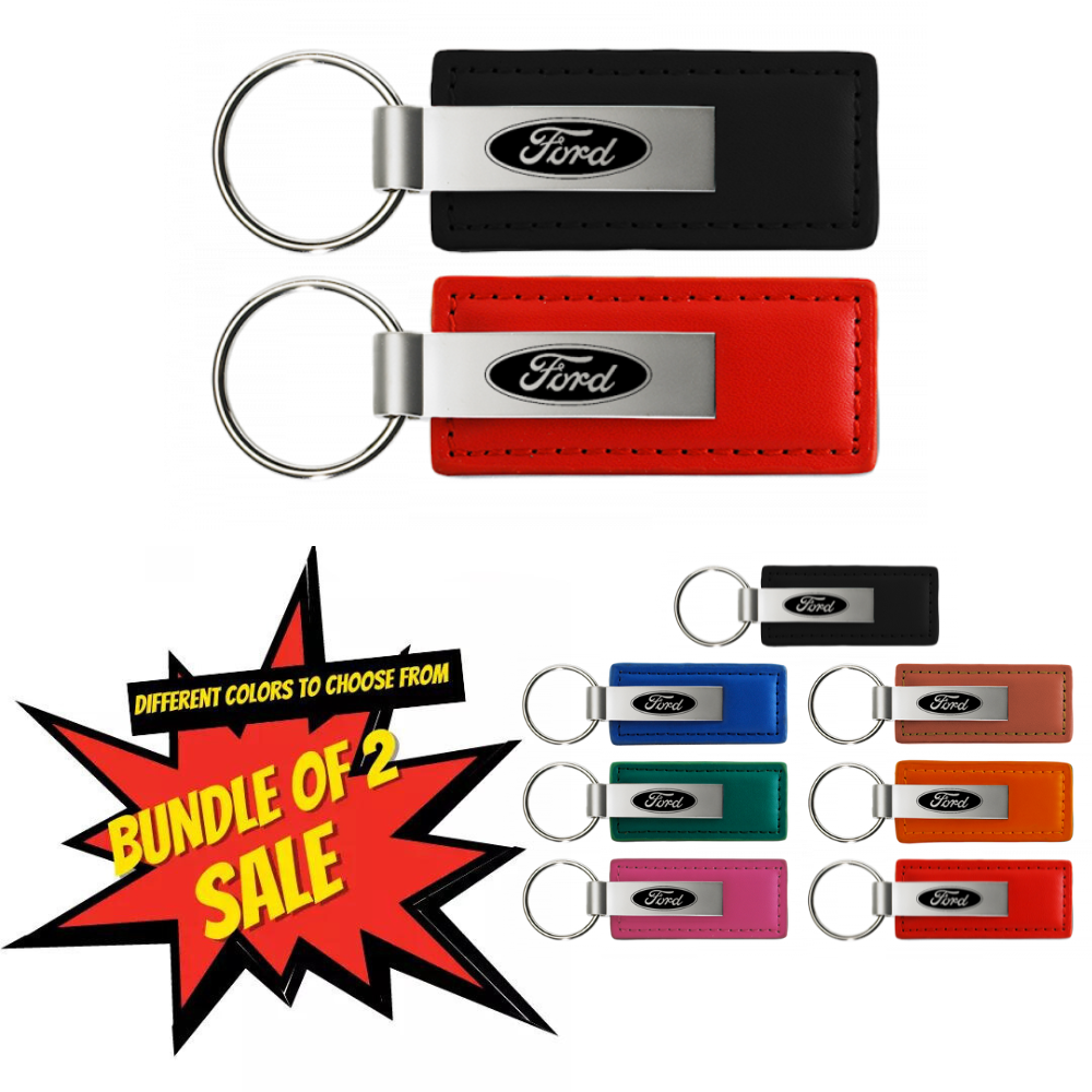 Bundle of 2 Sale! Ford Logo Genuine Leather Key Chain Fob Official ...