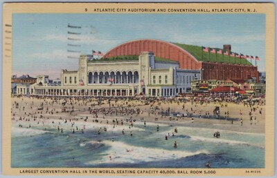 Atlantic City Auditorium And Convention Hall, Atlantic City NJ., Linen ...