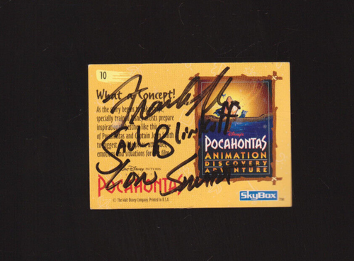 SAUL BLINKOFF LON SMART FRANK THOMAS POCAHONTAS ANIMATION SIGNED CARD ...