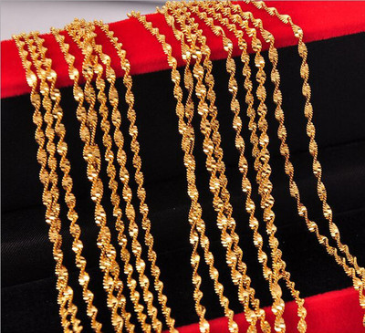 16-30" 10PCS Jewelry 18K Yellow Gold GF Chain Double Water Wave ...