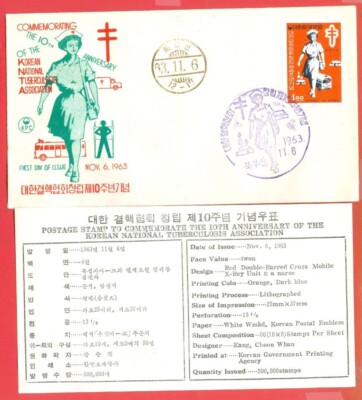 Korea 1963 TB Tuberculosis Stamp on KPC Cachet FDC Cover Lot#a7704 | eBay