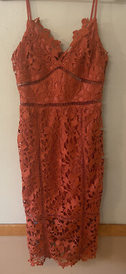 BooHoo Rust Lined Open Baked MIDI Dress Size 8 New With Tags | eBay
