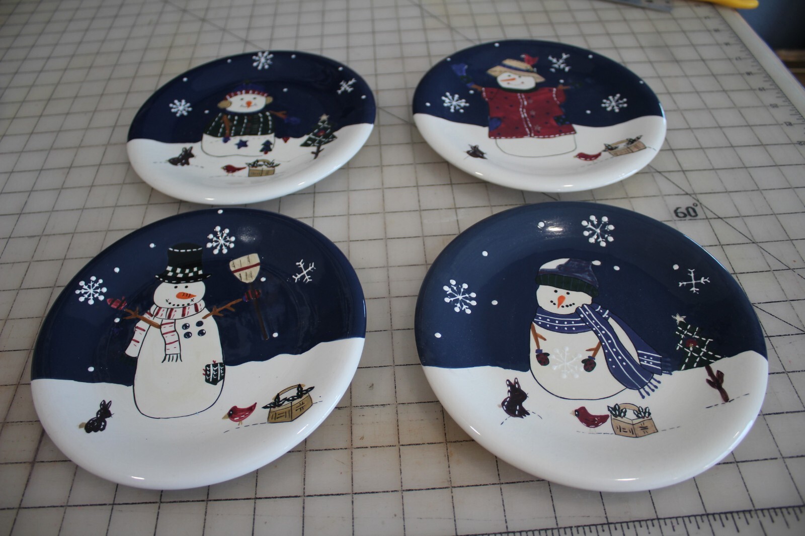 The Snow Friends collection by St. Nicholas Square Snowman Plates Lot ...