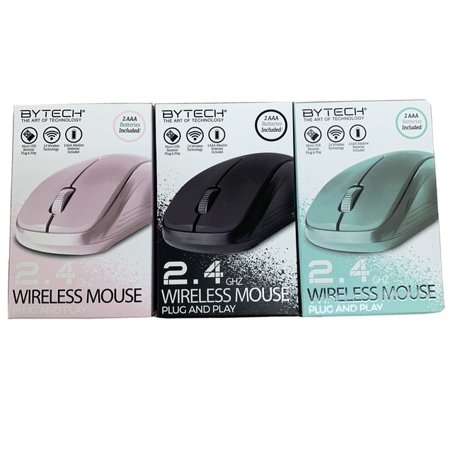 Bytech 2.4ghz Wireless Mouse Plug and Play - 2 AAA Batteries Included ...