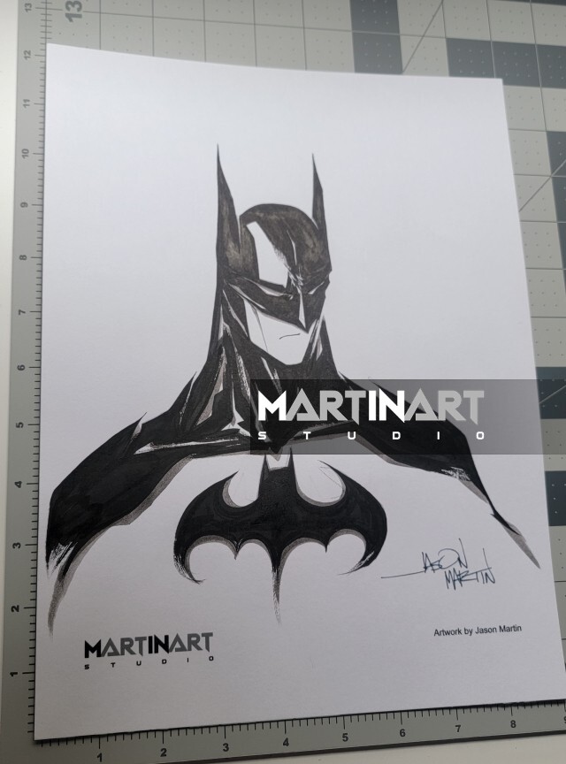 Original Art JASON MARTIN Batman Signed Pencil and Ink Sketch DC Comics ...