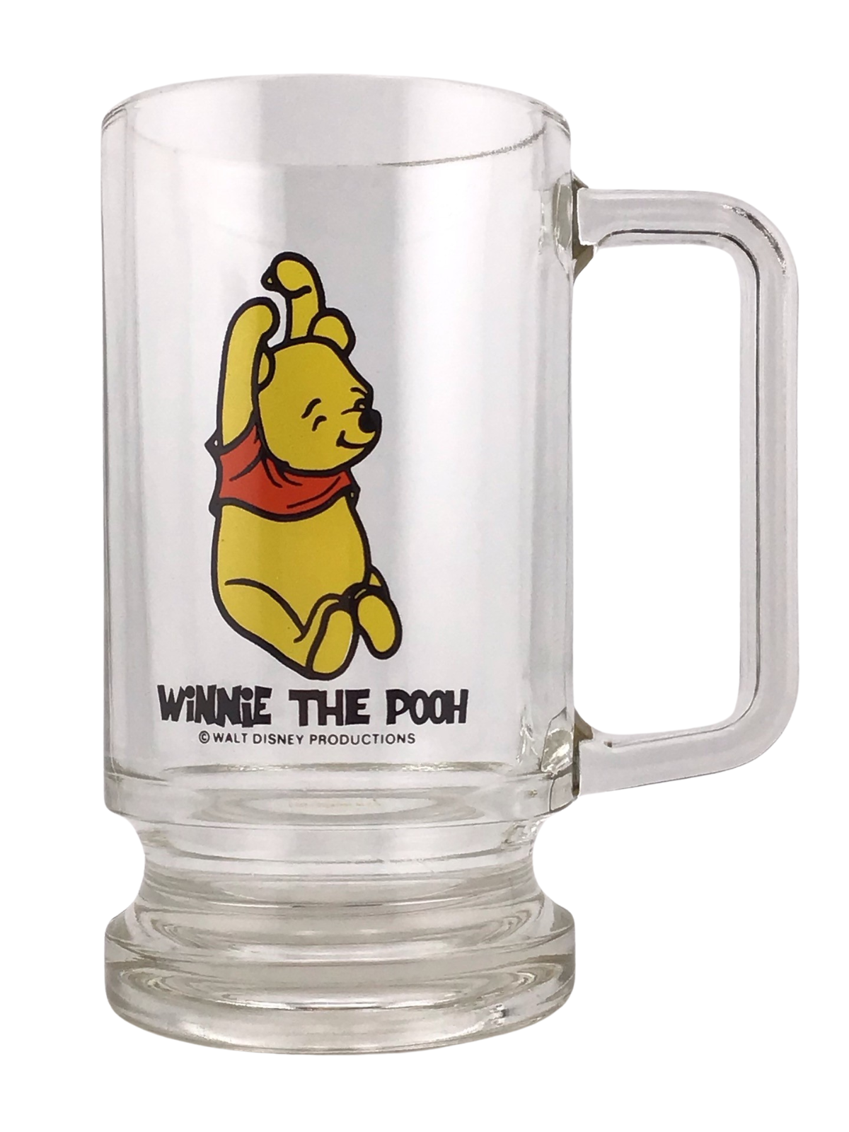 Disney WINNIE THE POOH Clear Glass Beer Mug w/ Handle Vintage FAST FREE ...