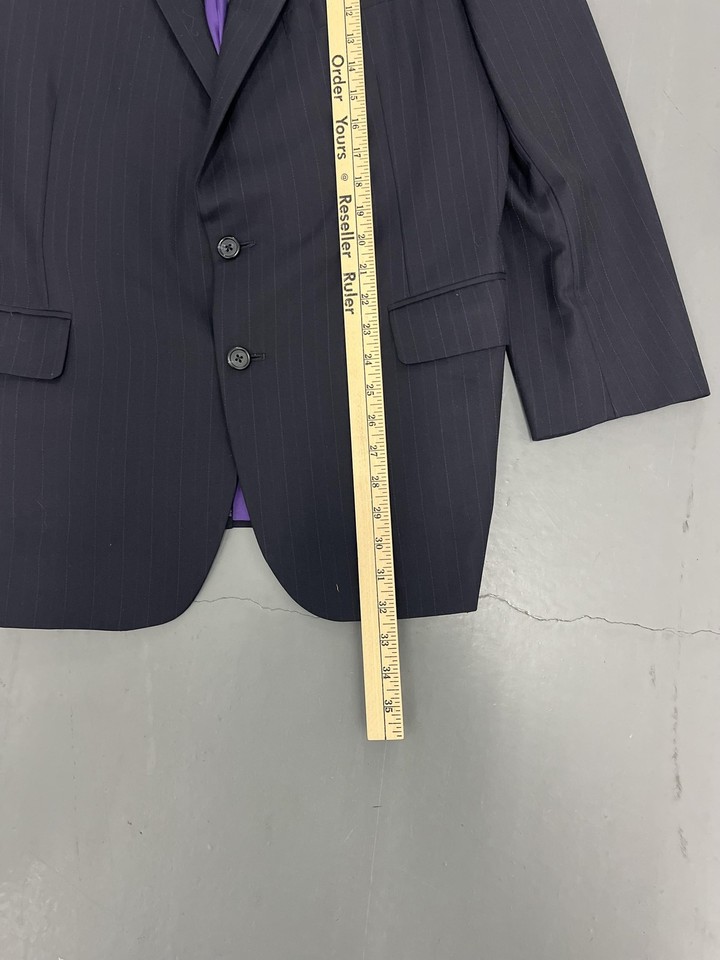 Royal Classic Suit Jacket Mens 44 Black Pinstripe Purple Lining USA 2 ...