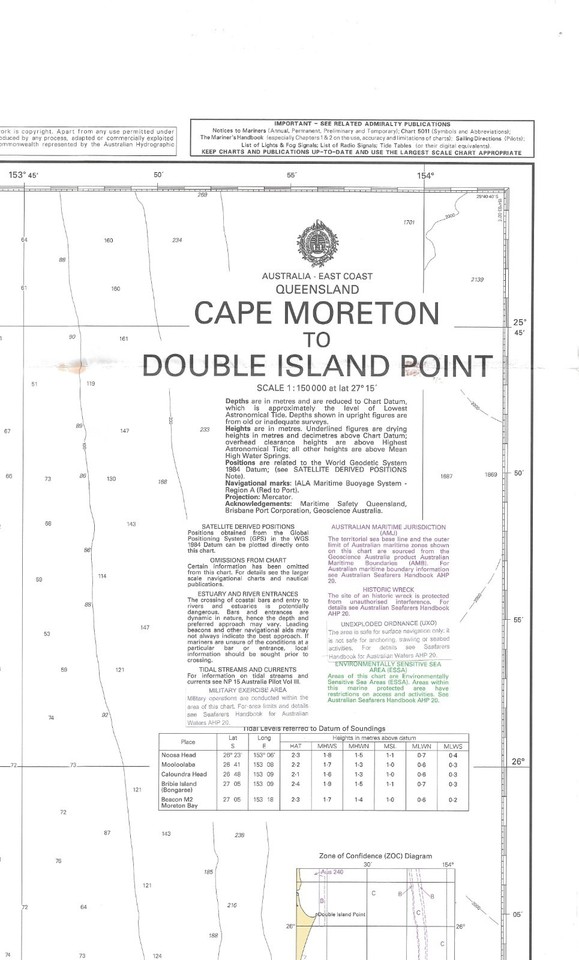AUS815 Australia East Coast Queensland Cape Moreton Double Island Map ...