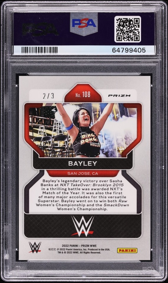 Bayley 2022 Panini 1st Year Prizm WWE Gold Shimmer FOTL /3 #108 PSA 10 ...