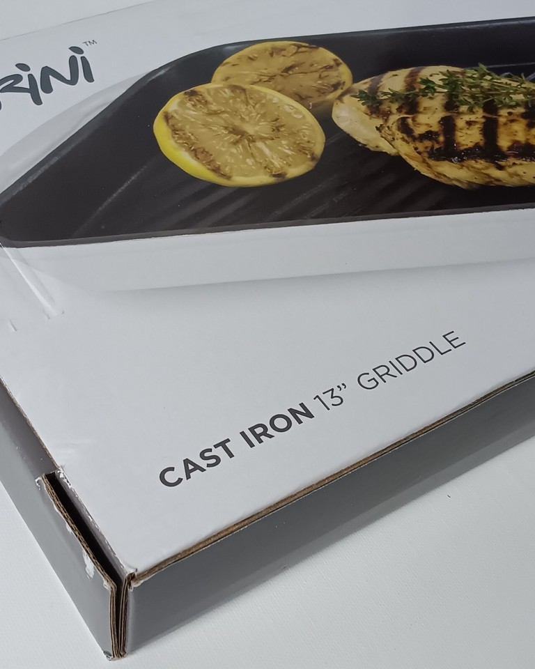 Parini Cast Iron 13" New Griddle White Fish Cooker Steak Grill+Gift ...