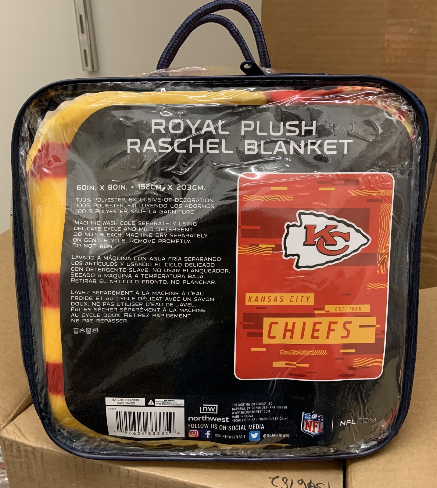 KANSAS CITY CHIEFS 60"X80" ROYAL PLUSH RASCHEL BLANKET NORTHWEST for ...