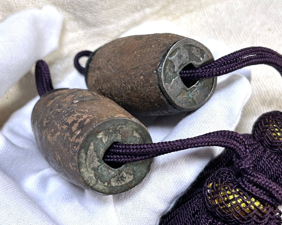 Fuchin #133 Japanese Antique Bizen Pottery Edo Coin Hanging Scroll ...