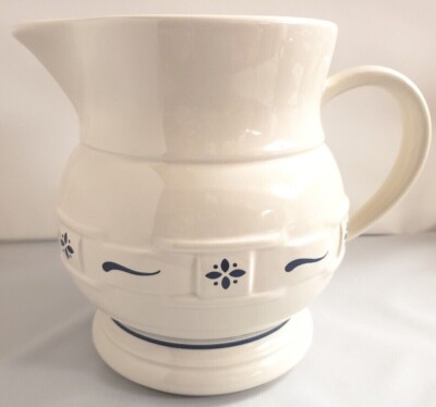 Longaberger Pitcher 6” Woven Traditions Classic BLUE CREAM Pottery Made ...