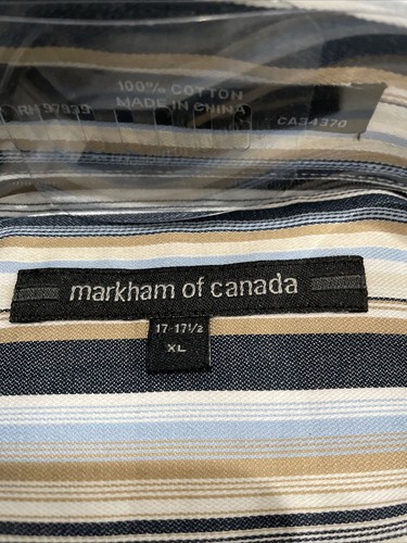 MARKHAM OF CANADA MENS LONG SLEEVE BUTTON DOWN SIZE XL 17-17.5 Blue | eBay