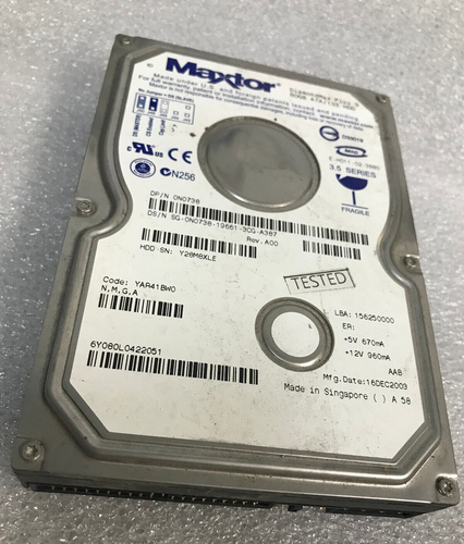 Maxtor DiamondMax Plus 9 ATA 80GB SATA/133 HDD YAR41BW0 P/N 0N0738 ...