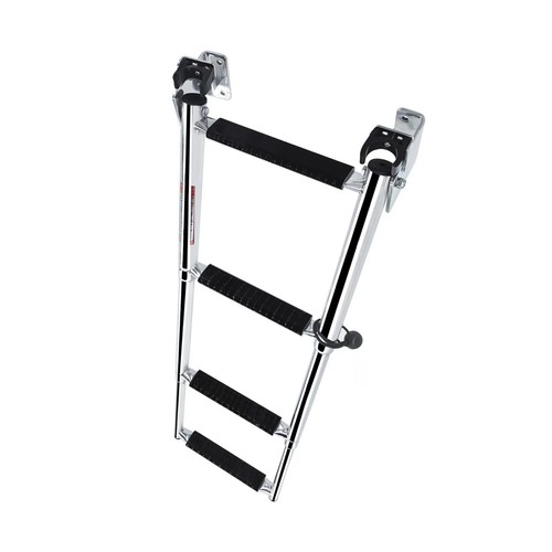 Boat Ladder 4-Step Telescoping Stainless Steel Transom Ladder Self-Lock ...