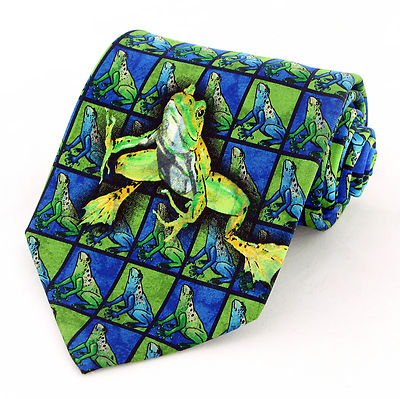 Bullfrogs Men's Necktie Amphibian Frog Frogs Pond Animal Blue Green ...