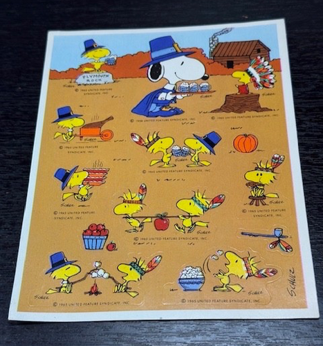 VINTAGE HALLMARK PEANUTS SNOOPY WOODSTOCK THANKSGIVING PILGRIM & INDIAN ...