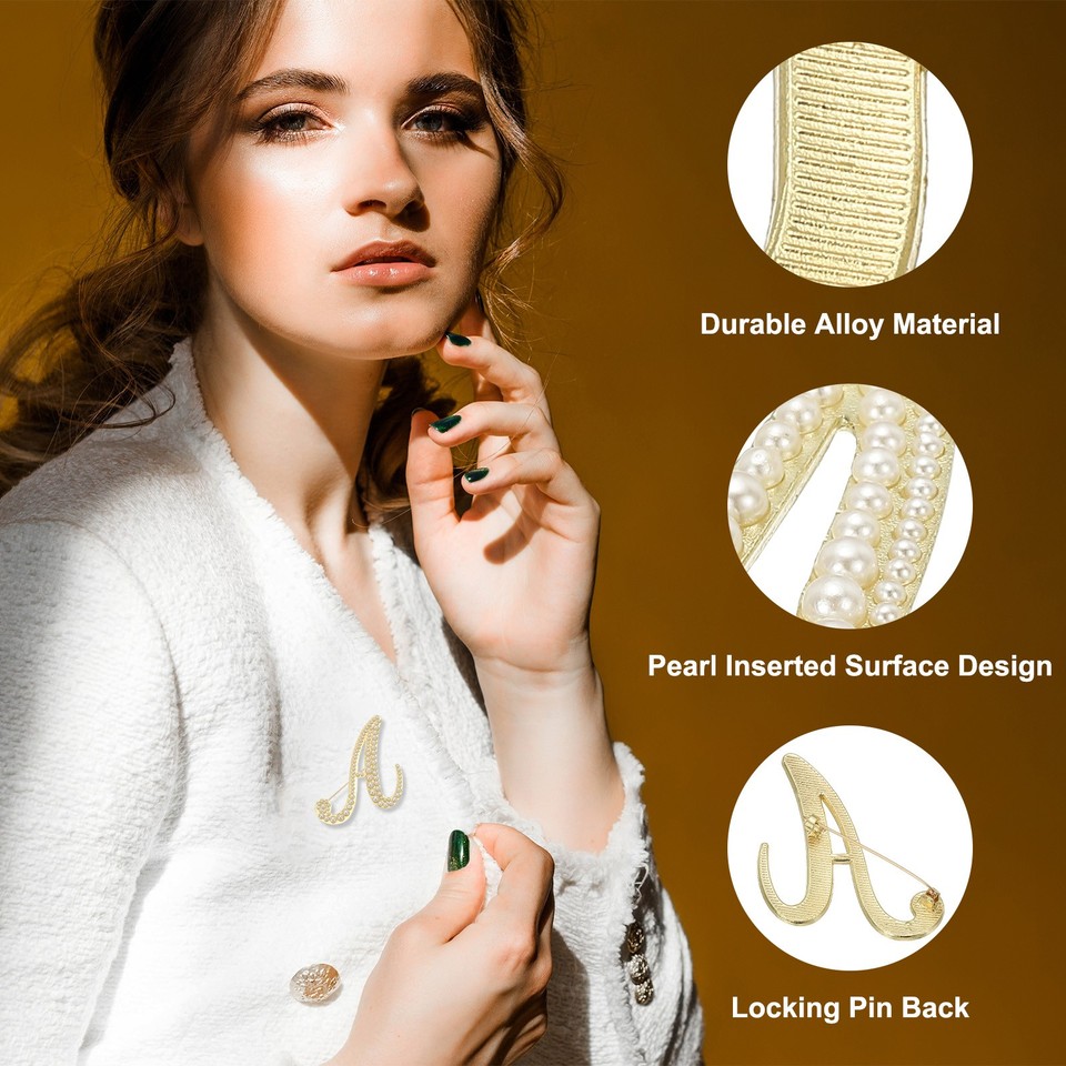 Letter Brooch Pins, Pearl Initial Alphabet A Letter Lapel Badges Pin | eBay