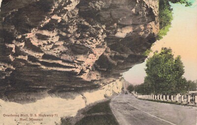 Overhang Bluff U.S. Highway 71 Noel Missouri handcolored postcard PC 2. ...