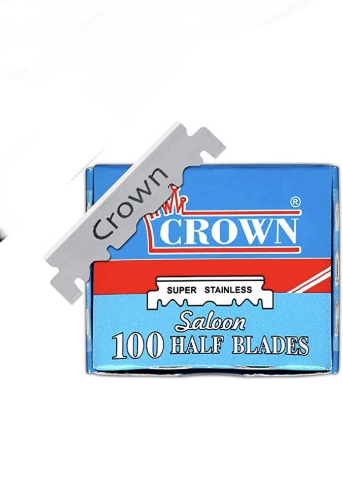 100 CROWN Razor Blades Stainless Single edge For Shavette Barber Salon ...