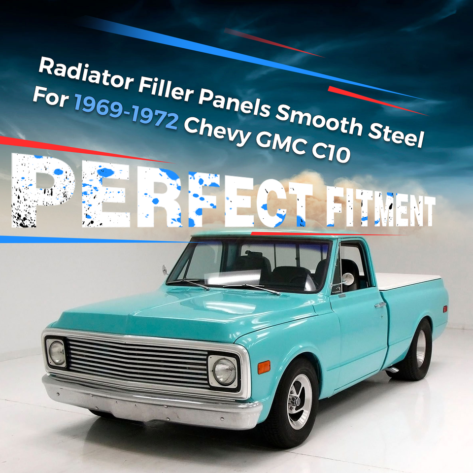3 Pieces Radiator Filler Panels Kit Smooth Steel for 1969-1972 Chevy ...