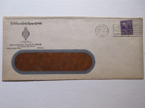 The Fidelity & Casualty Company of New York envelope 1942 3 cent stamp ...