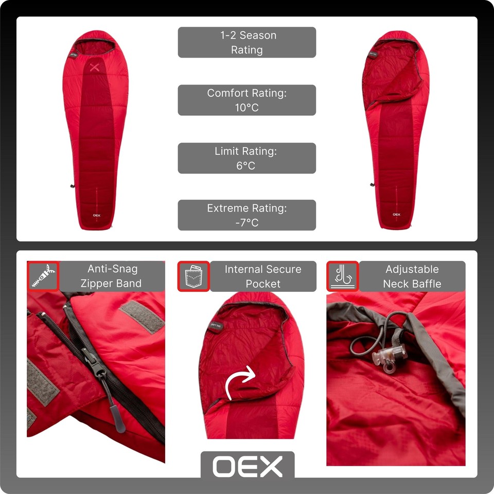 OEX Ultra-lightweight Drift 700 Sleeping Bag with Compression Stuff ...