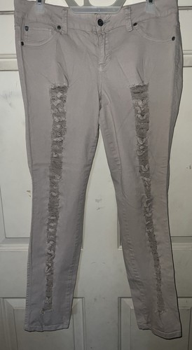 Hot Topic Lovesick Beige Distressed Skinny Jeans Size 13 | eBay