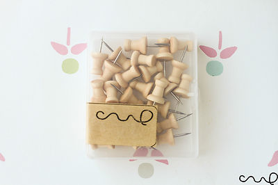 Light Brown Wooden Push Pin 25 Drawing Pins Cork Board Map Office Thumb ...