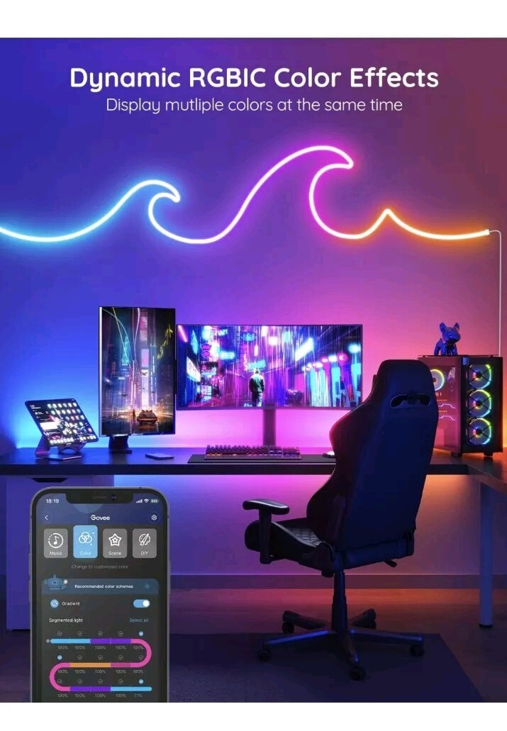 Govee Rope Light, RGBIC Rope Lights with Music Sync, DIY Lighting Mode ...