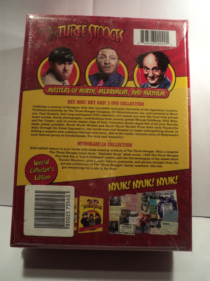 Three Stooges Sealed 3 DVD Box Set: Hey Moe! Hey Dad! 2015 w Repro ...
