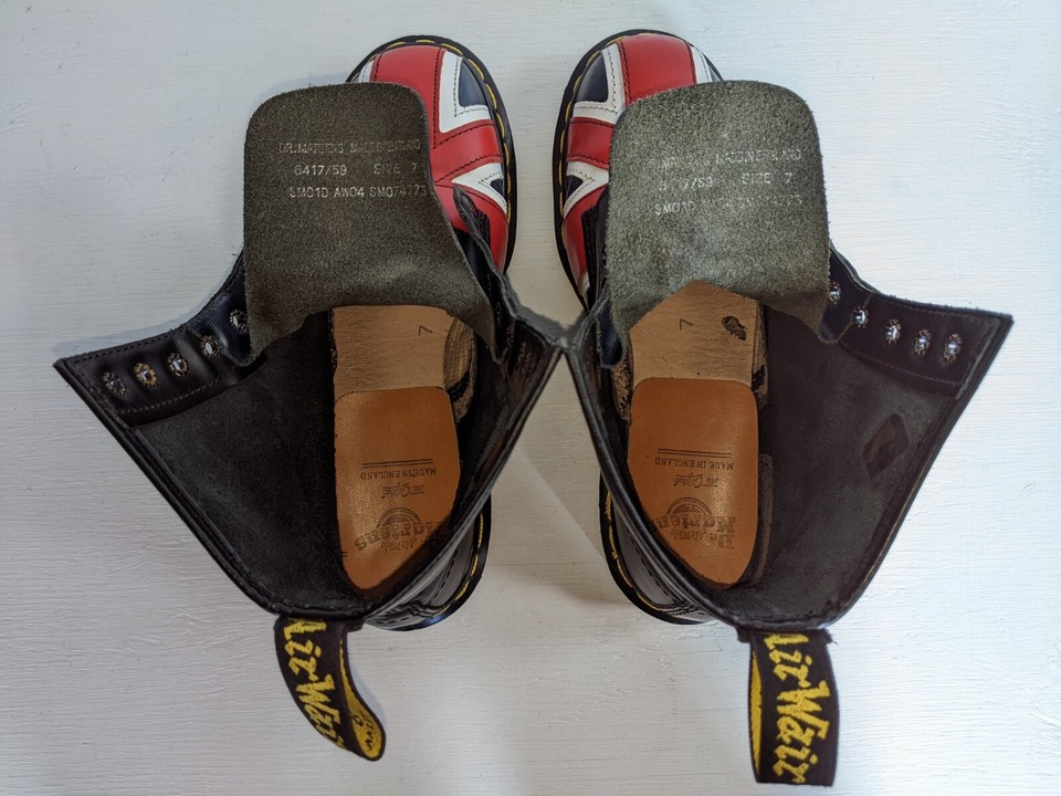 #7 DR. MARTENS UNION JACK LEATHER BOOTS 7UK MADE IN ENGLAND VINTAGE ...