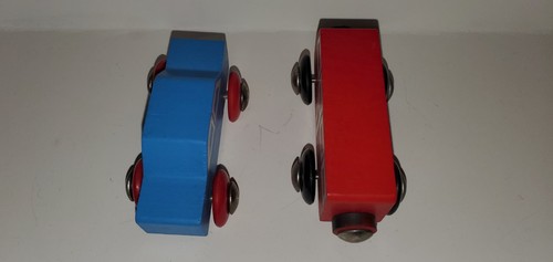 Vintage BRIO 33320 Wooden atrain Railway Wheels Vehicles Red Blue Car ...