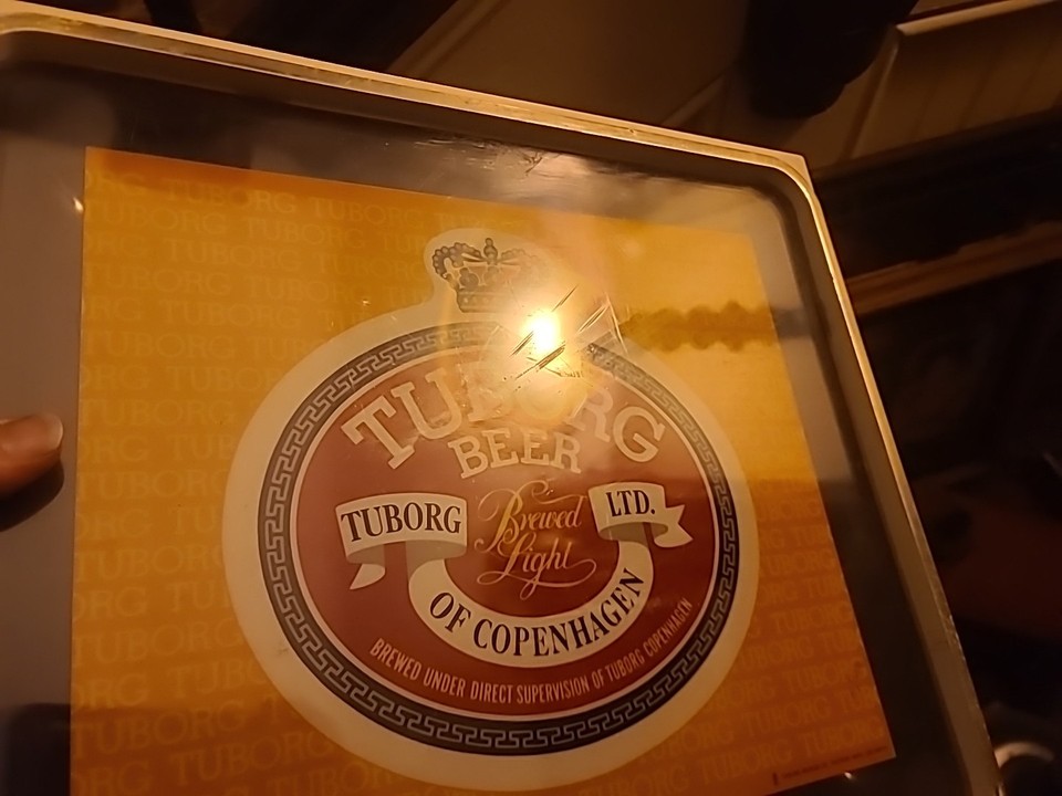 Vtg 70s 80s Tuborg Beer Backlit Light Up Bar Man Cave Sign Copenhagen ...