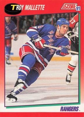 1991-92 Score Hockey Card Canadian Troy Mallette New York Rangers #178 ...