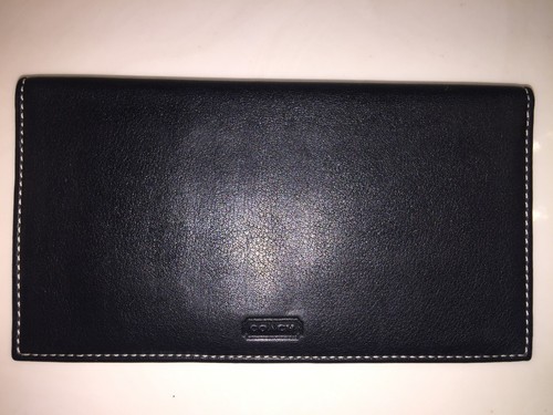 NWOT Coach leather checkbook cover holder wallet black | eBay