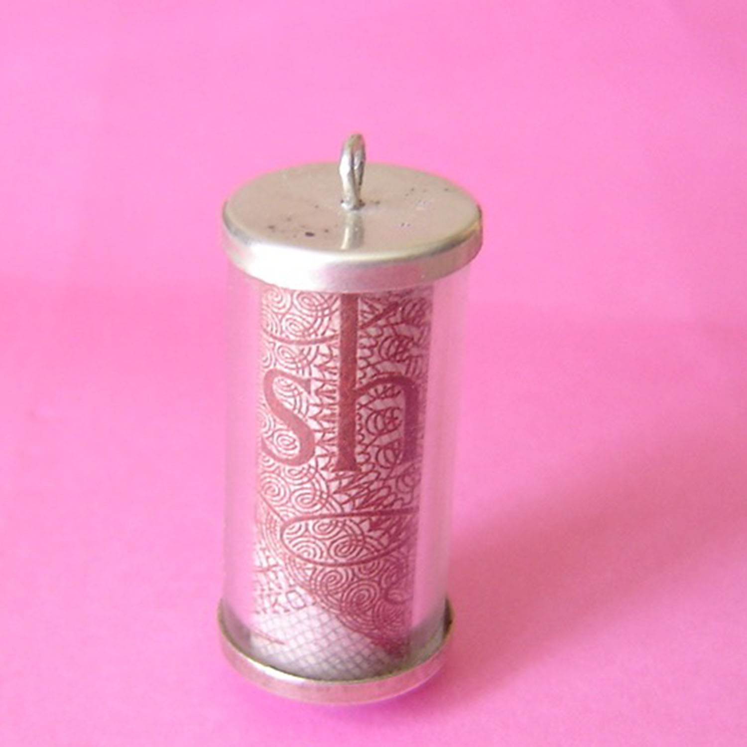 VINTAGE SILVER BRITISH TEN SHILLING NOTE IN CYLINDER CHARM | eBay